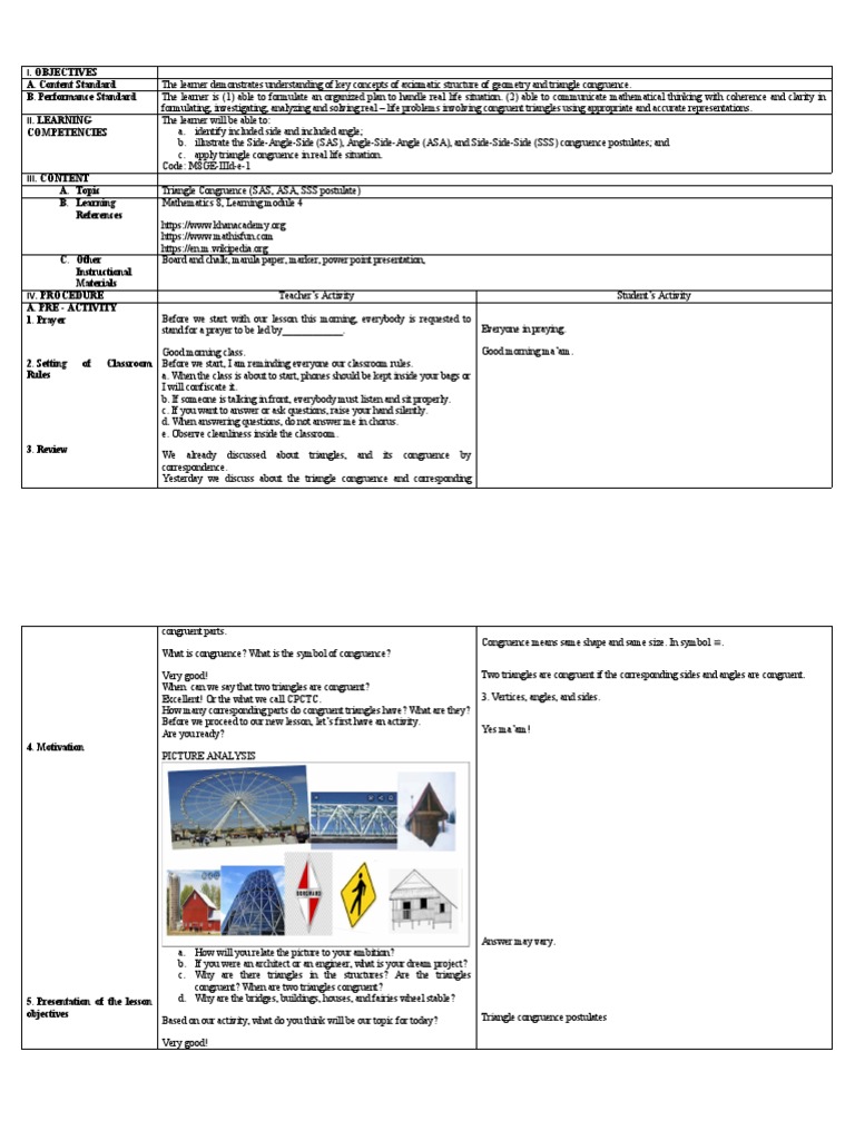 Triangle Congruence Postulates Explained | PDF | Geometry | Elementary ...
