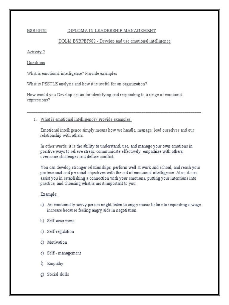 BSB50420 - Activity 2 | PDF | Emotional Intelligence | Empathy