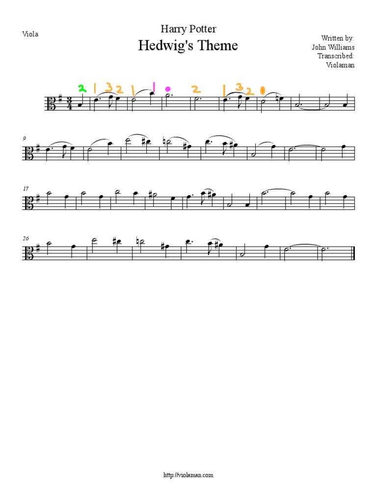 Harry Potters Hedwigs Theme For Viola | PDF