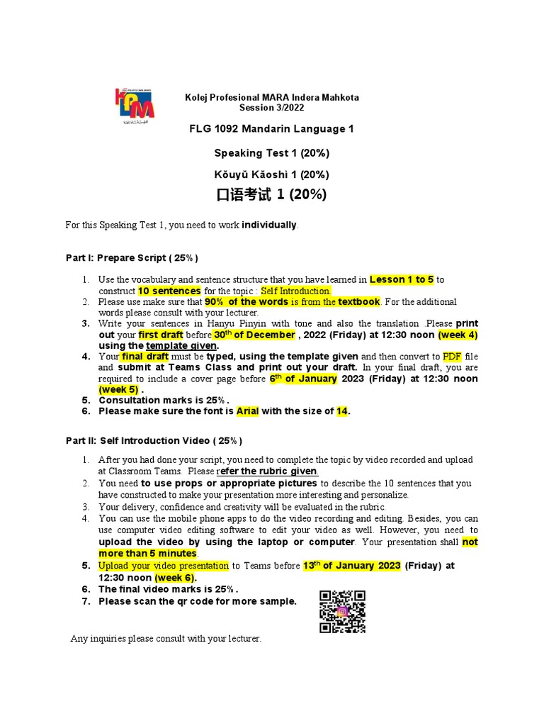 Mandarin Assignment | PDF | Human Communication | Communication