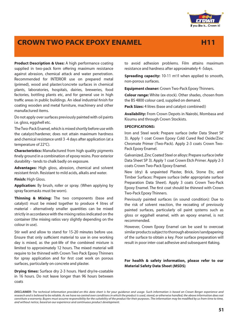 Crown Two Pack Epoxy Enamel | PDF | Paint | Epoxy
