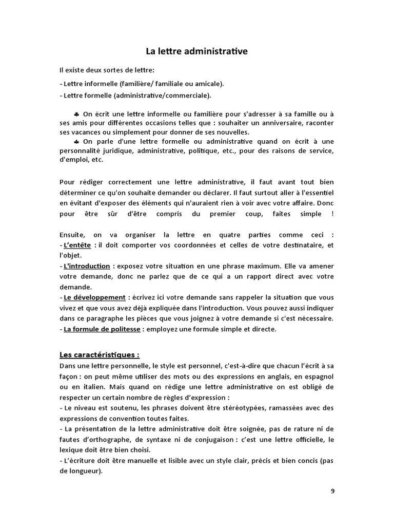 Guide de rédaction d'une lettre administrative | PDF | Communication ...