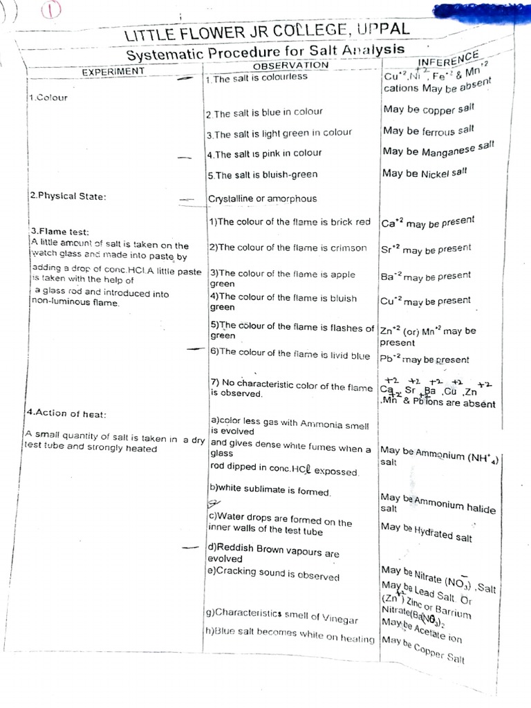 Salt Analysis Procedure | Download Free PDF | Salt (Chemistry) | Hydroxide