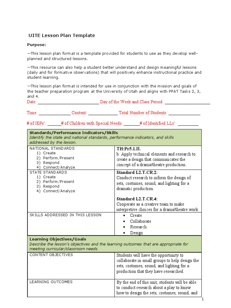 High School Theatre Lesson 1 | PDF | Lesson Plan | Teachers