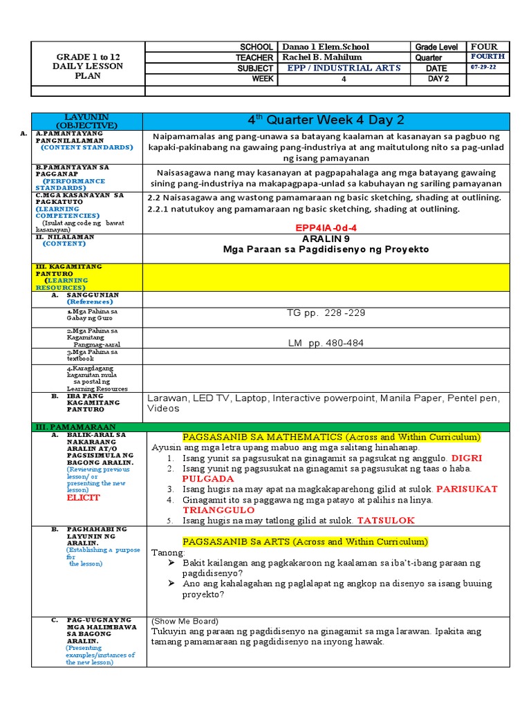 EPP Design Methods for Grade 4 | PDF | Career & Growth | Art