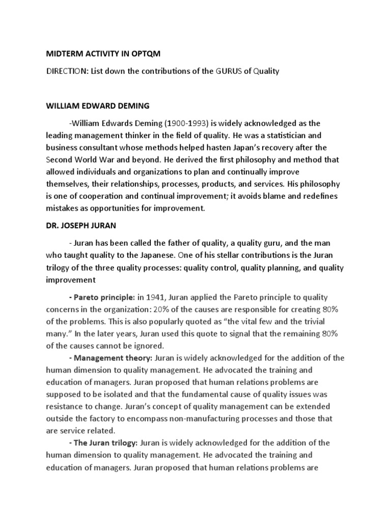 Midterm Activity in Optqm | PDF | Lean Manufacturing | Quality Management
