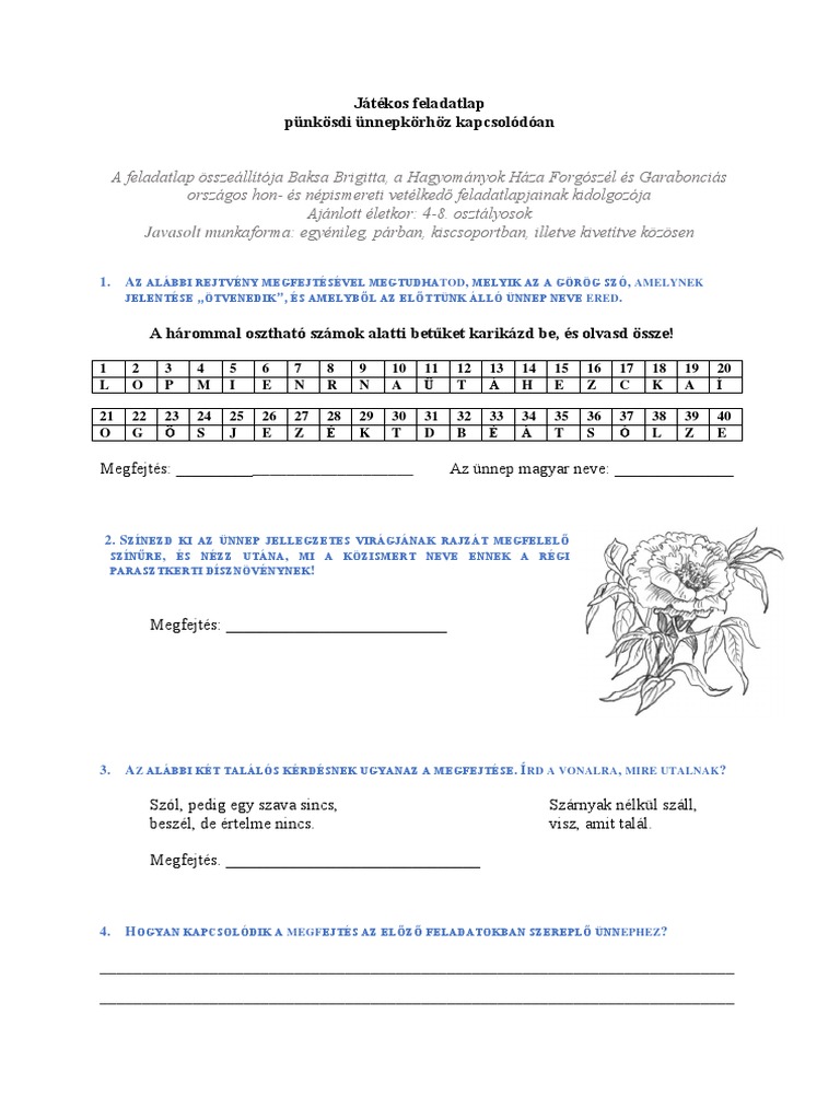 Játékos feladatlap | PDF Játékos feladatlap | PDF