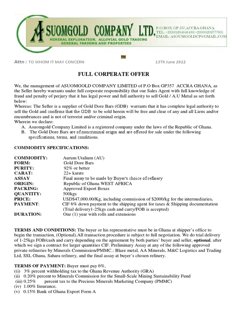 Asuom Gold | PDF | Procurement | Sales
