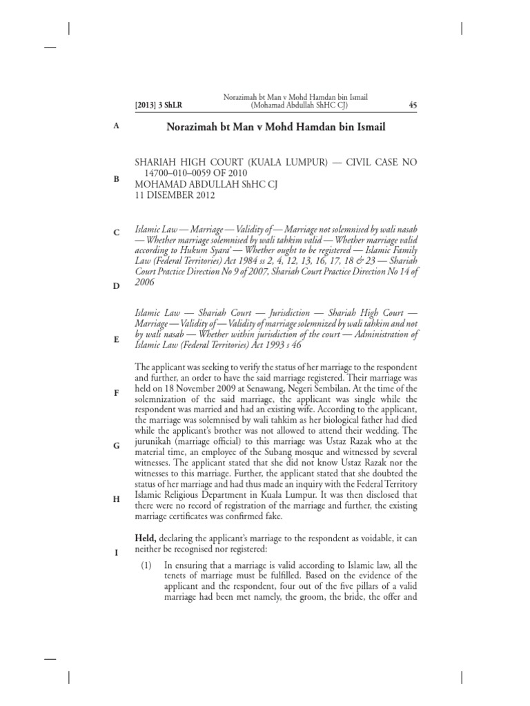 Norazimah BT Man V Mohd Hamdan Bin Ismail | PDF | Marriage | Abrahamic ...