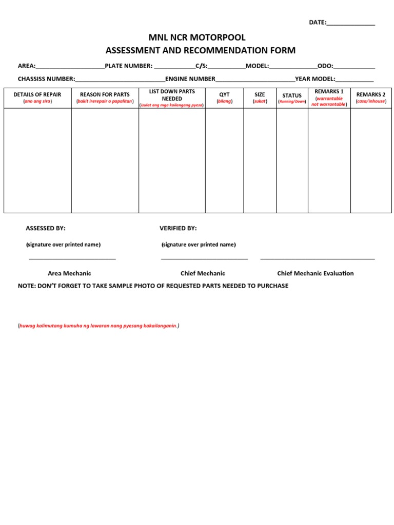 Mechanic Assessment | PDF