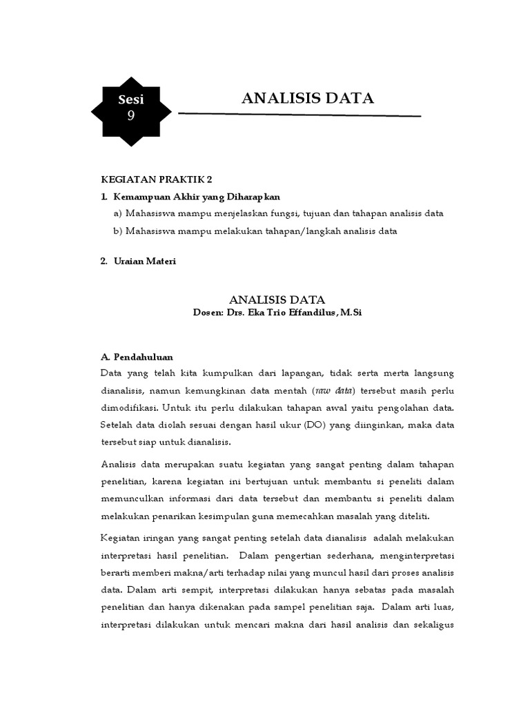 Sesi Ke-9 Analisis Data | PDF