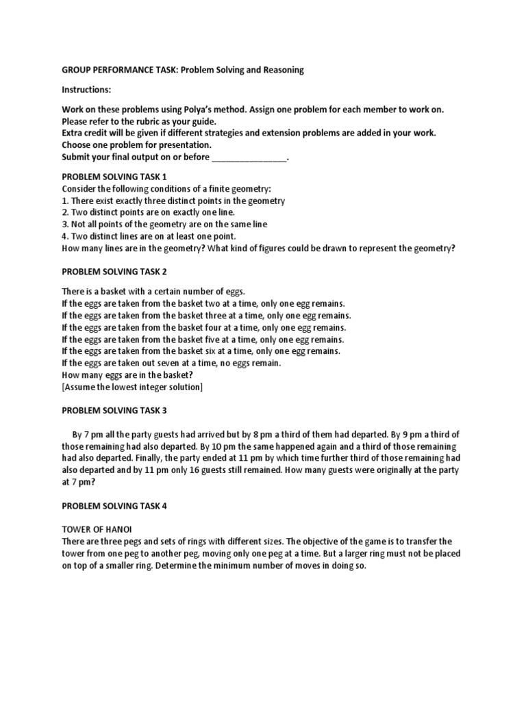 Group Performance Task Problem Solving | PDF | Mathematics | Discrete Mathematics