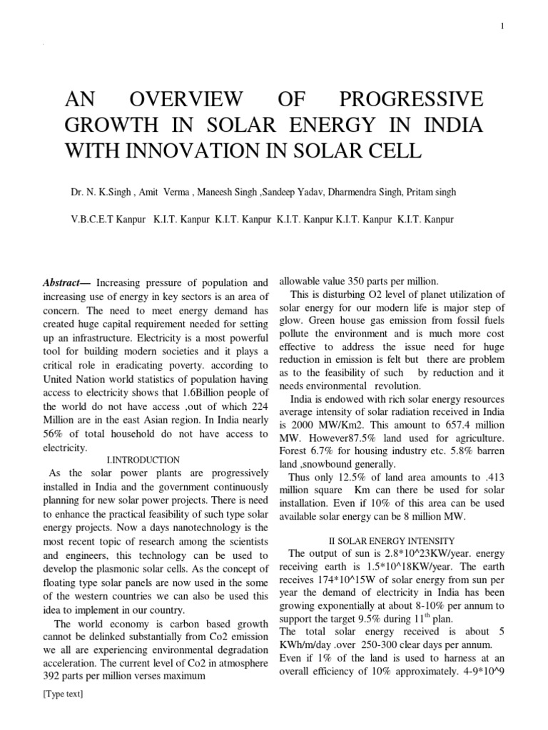 DR N K Singh Amit Verma | PDF | Solar Cell | Solar Power
