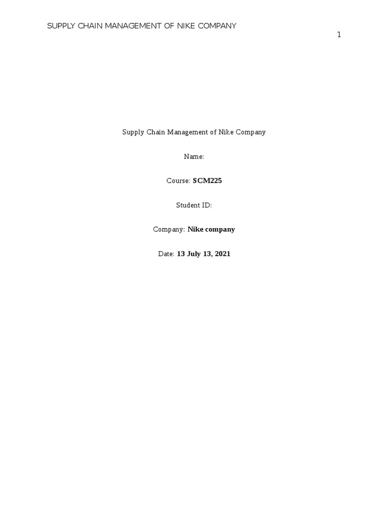 Supply Chain Management of Nike Company Project | PDF | Supply Chain ...