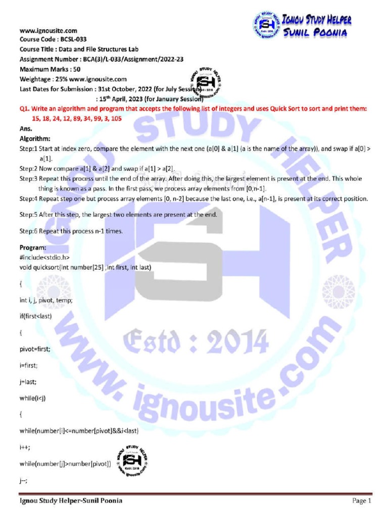 BCSL-033 (2022-23) Solved Assignment | PDF