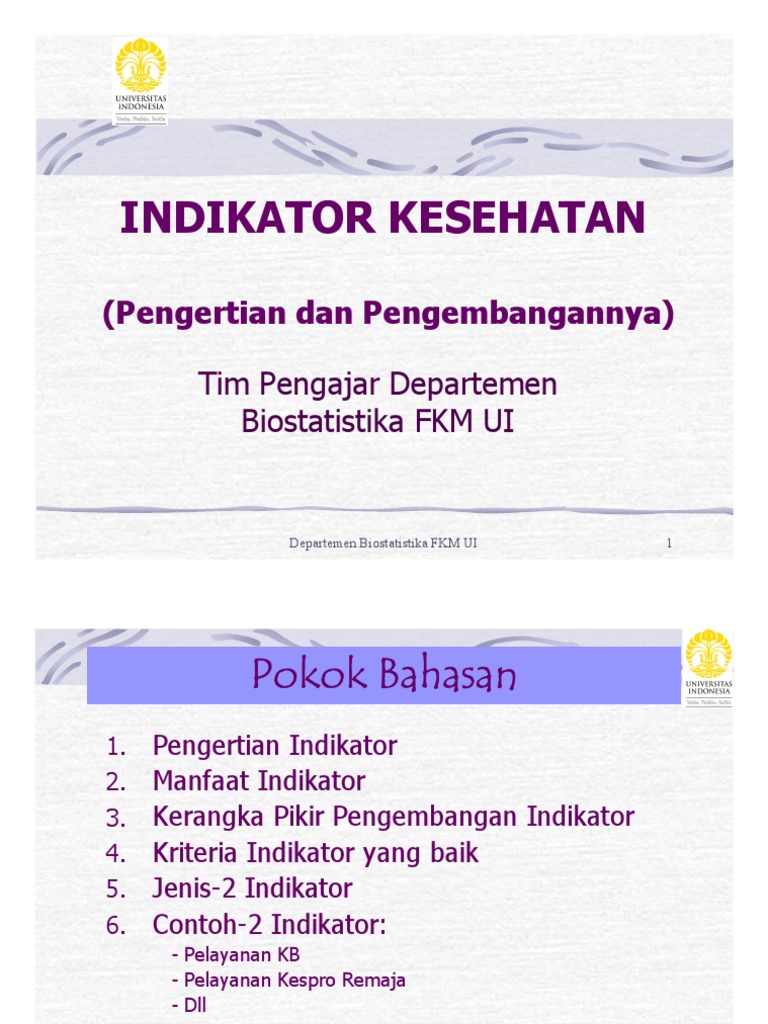 Indikator Kesehatan: Definisi dan Kriteria | PDF