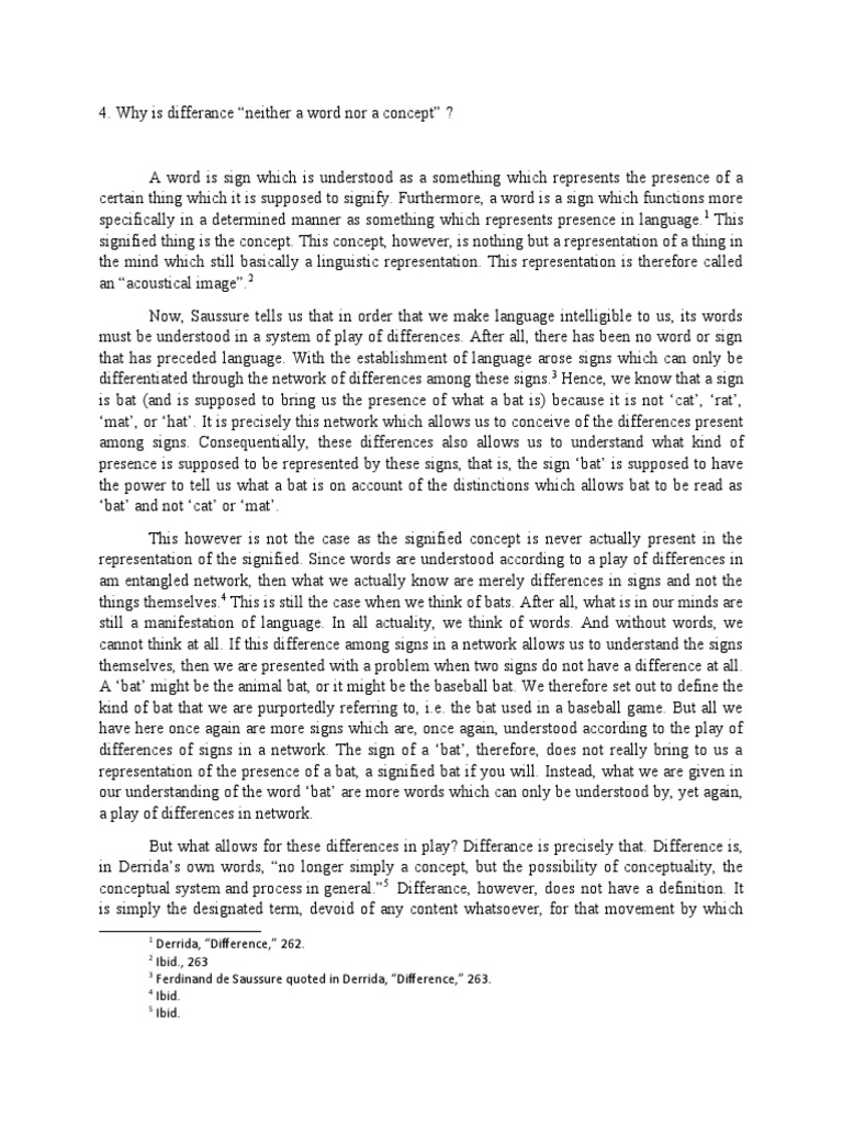 Derrida, "Difference," 262. Ibid., 263 Ferdinand de Saussure Quoted in ...