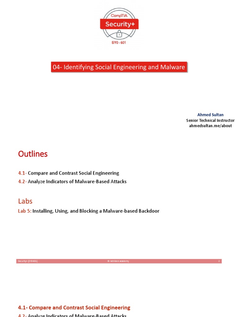 04 - Identifying Social Engineering and Malware | PDF | Malware | Computer Virus
