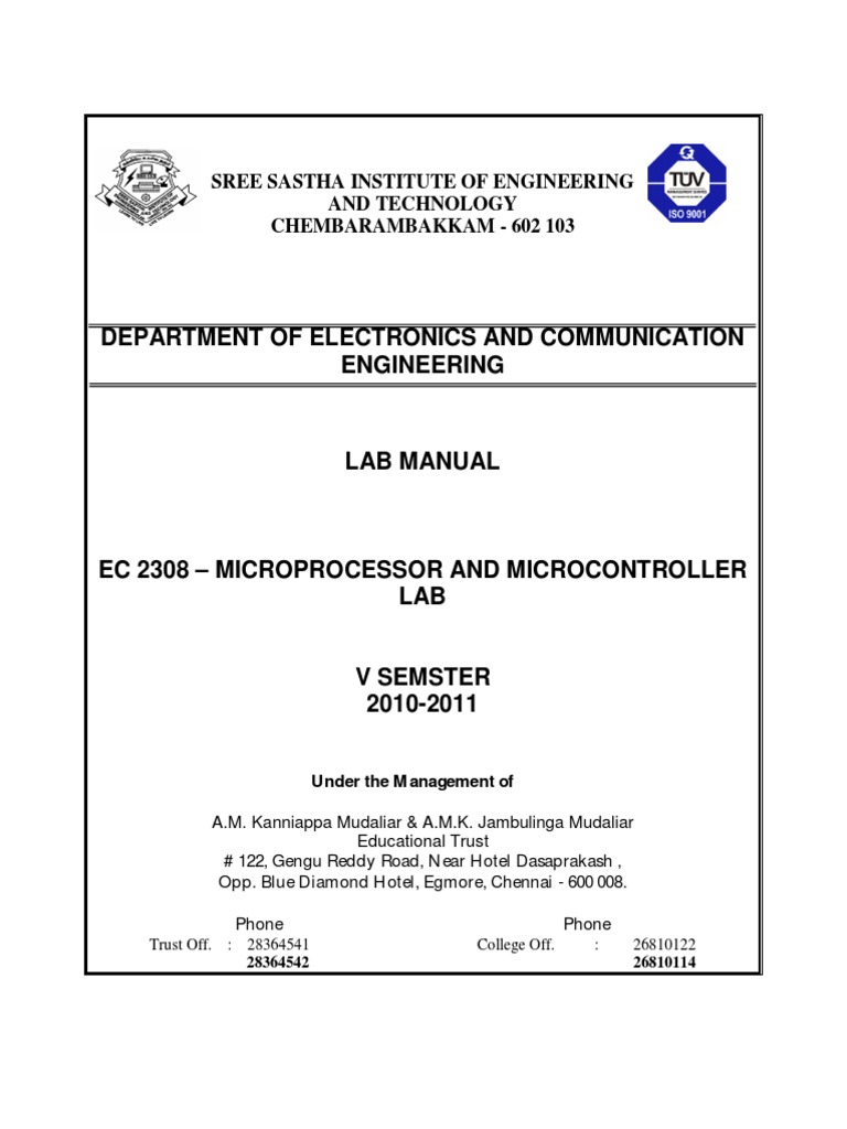 EC2308 Lab Manual | PDF | Division (Mathematics) | Analog To Digital ...