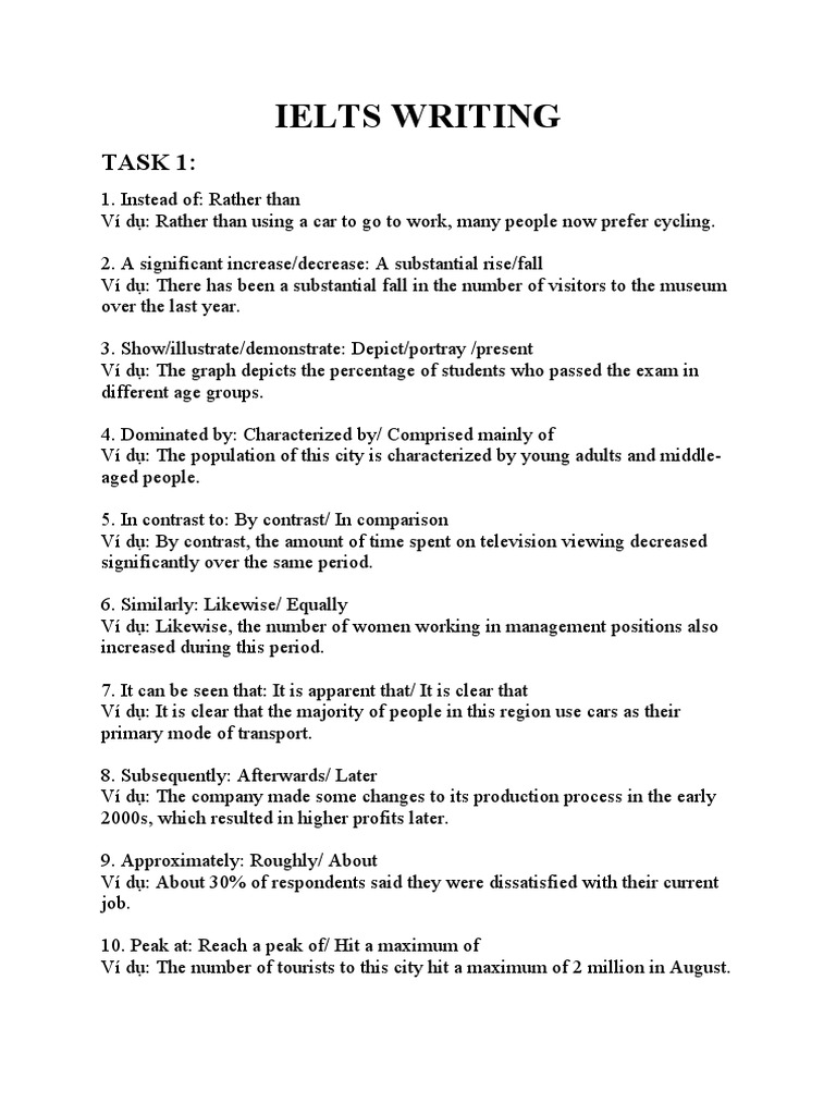 Ielts Writing: Task 1 | PDF