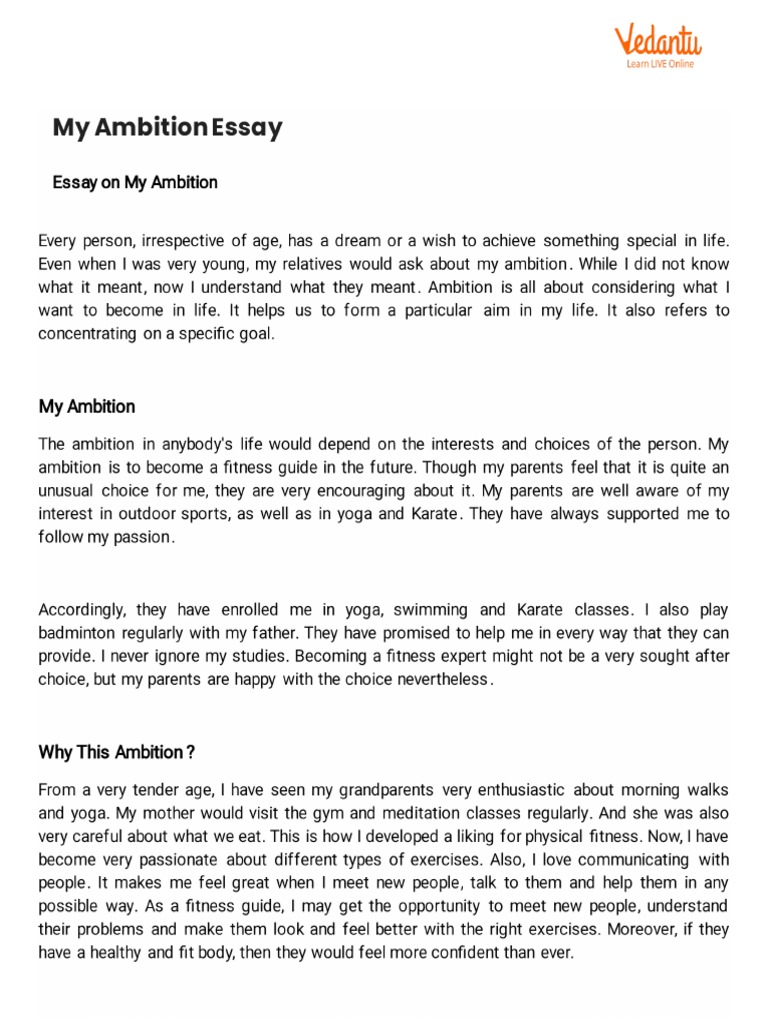 My Ambition Essay | PDF