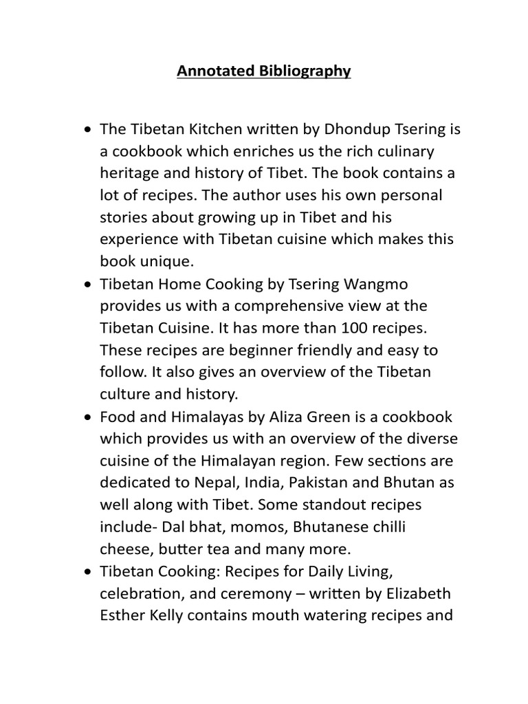 Annotated Bibliography | PDF | Cuisine | Recipe