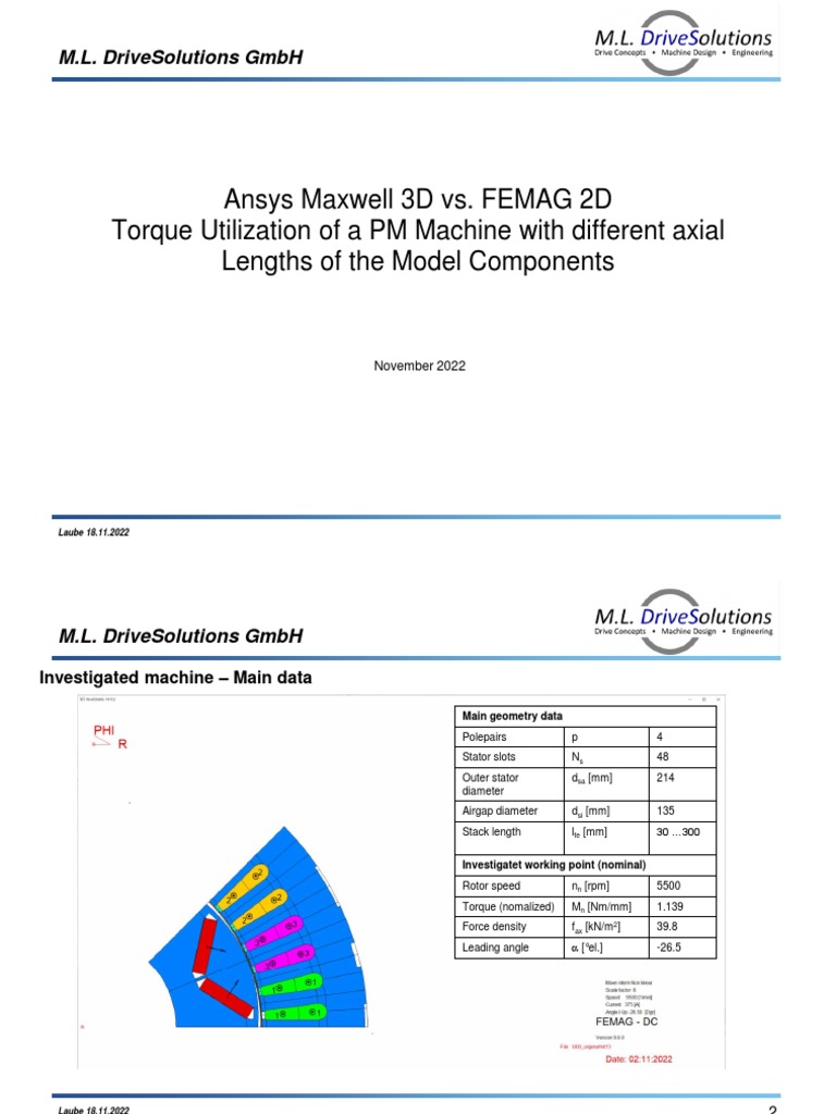 13 - Ansys Maxwell 3D vs. FEMAG 2D.Laube | PDF | Electrical Engineering | Electromagnetism