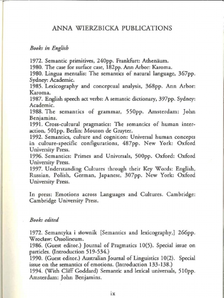 Page Ix Anna Wierzbicka Publications | PDF