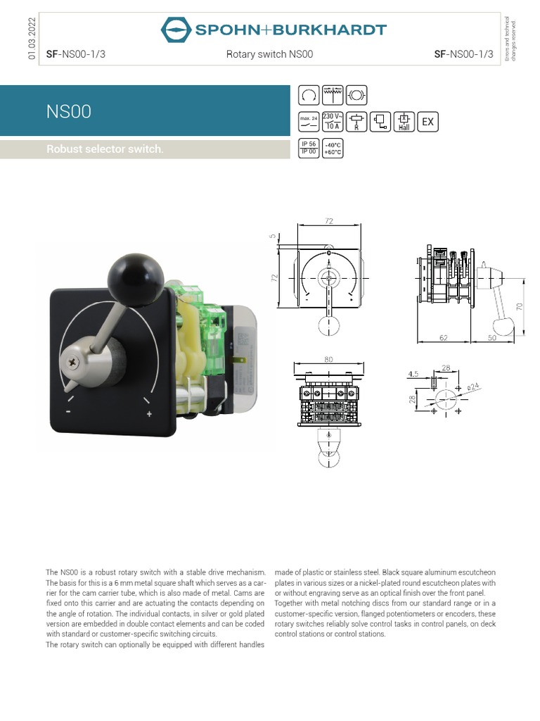 SPOHN & BURKARDT Rotary Switch NS00 | PDF | Switch | Mechanical Engineering