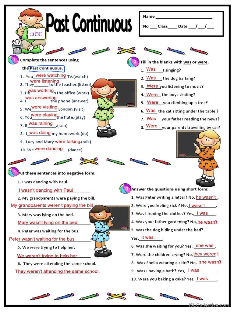 Past Continuous Exercises Worksheet | PDF