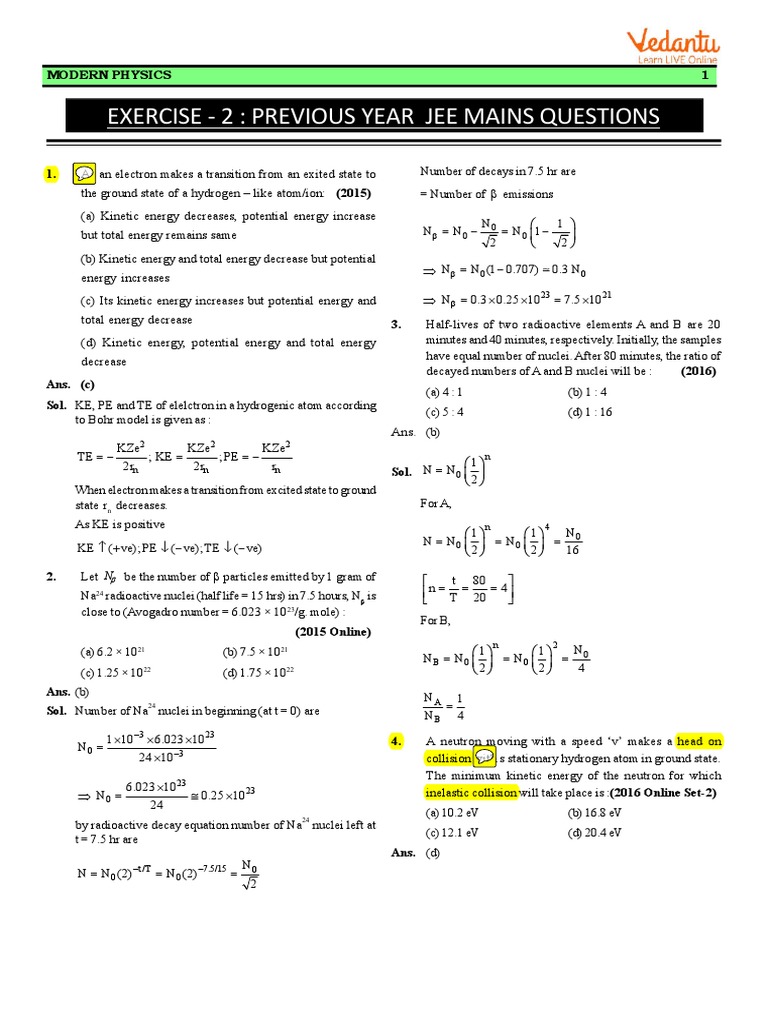 Modern Physics Question Ex-2 | PDF | Photoelectric Effect | Electron
