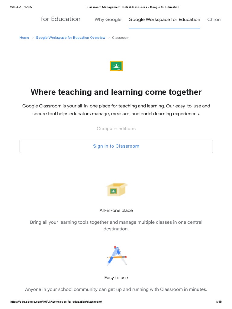 Classroom Management Tools Resources Google For Education Pdf