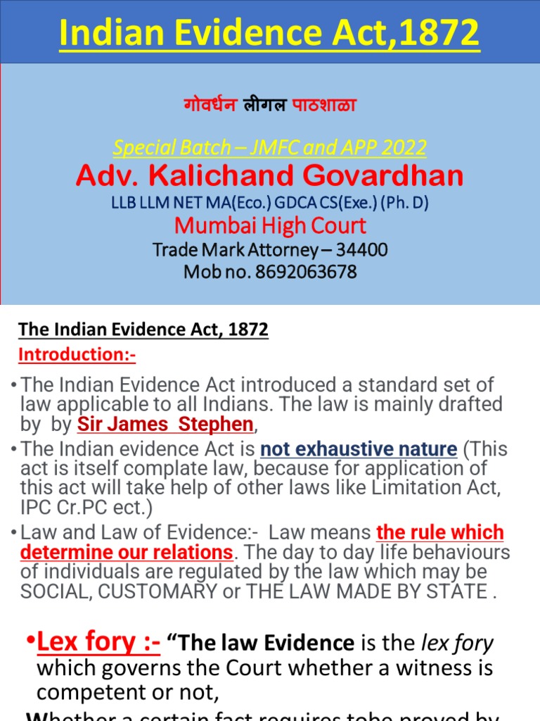 Evidence Act Introduction | PDF | Evidence (Law) | Judiciaries