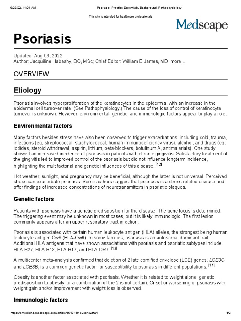 Psoriasis - Practice Essentials, Background, Pathophysiology | PDF ...