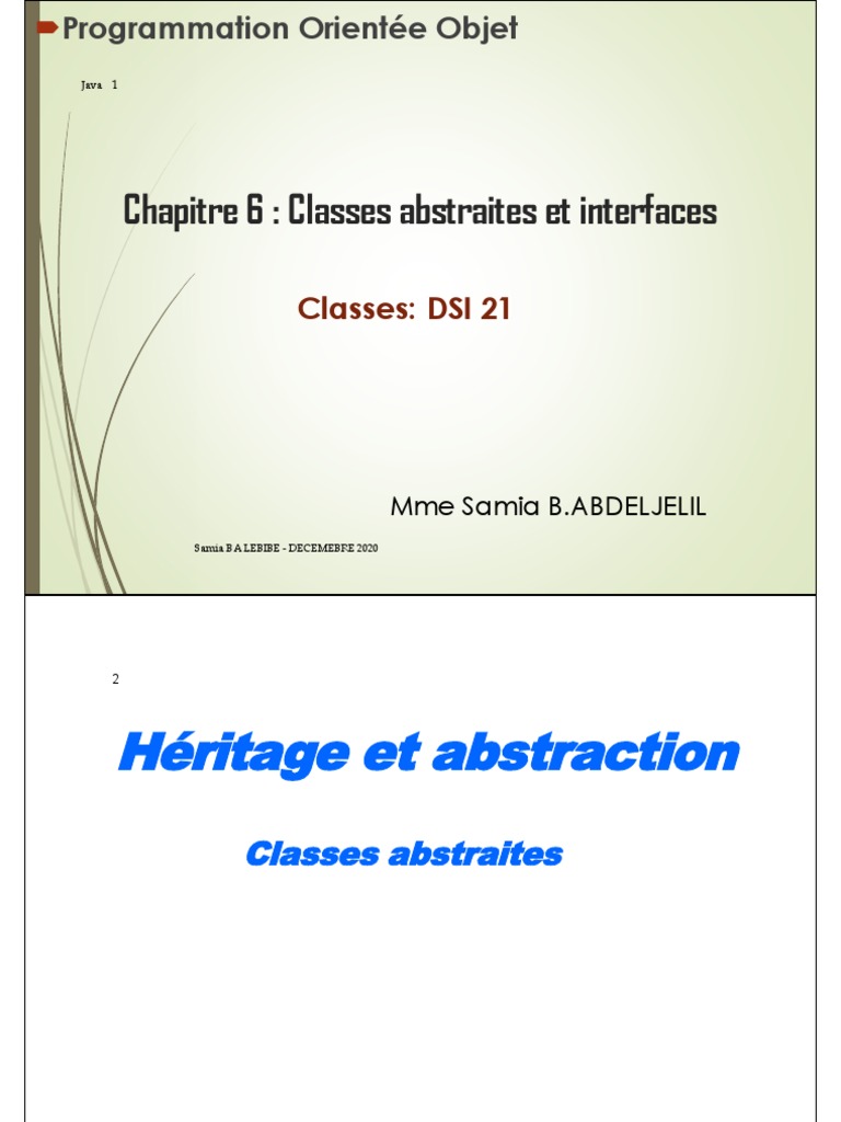 Chap6 Classes Abstraite Interfaces | PDF | Interface (Informatique ...
