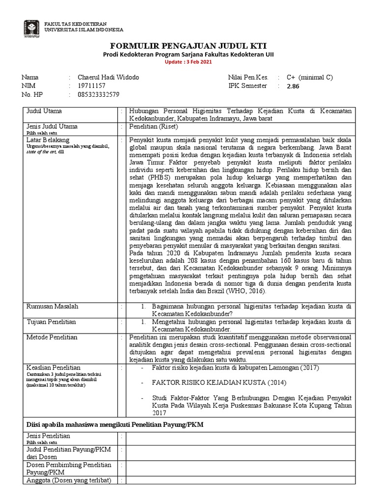 Choerul Formulir Pengajuan Judul KTI | PDF