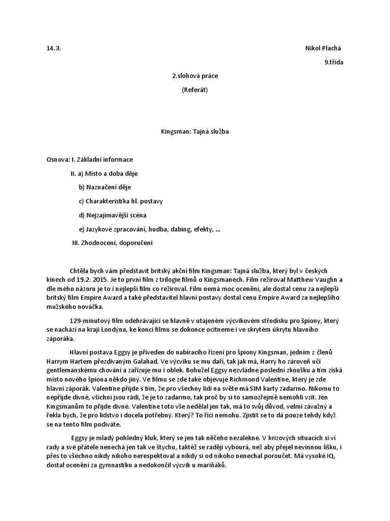 Referát o filmu | PDF