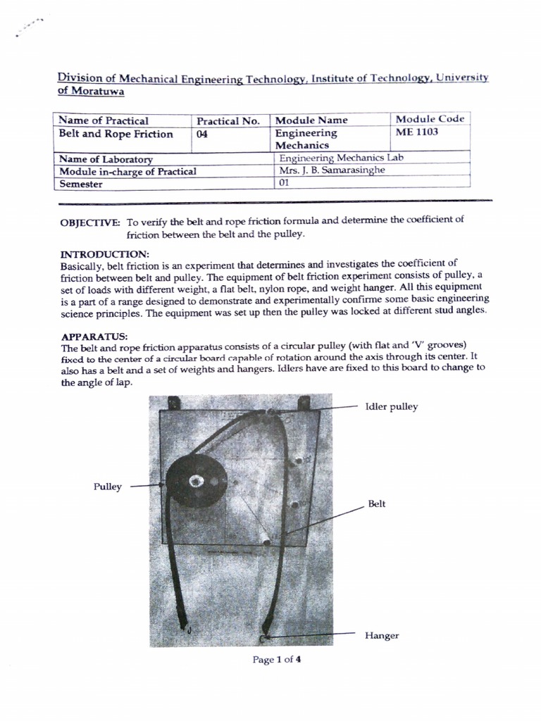 Belt and Rope Friction | PDF