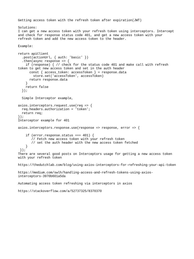 Getting Access Token With The Refresh Token After | PDF