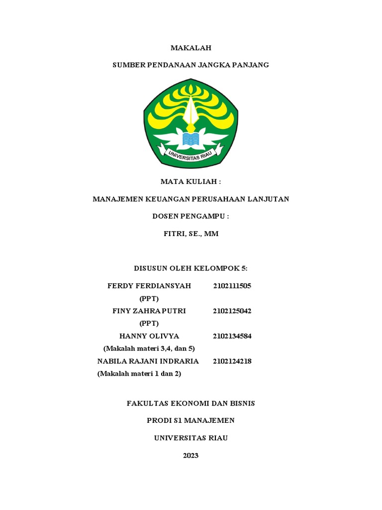 Makalah Keuangan Sumber Pendanaan Jangka Panjang | PDF