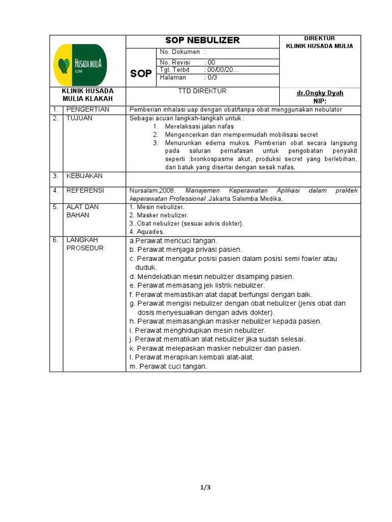 Sop Nebulizer | PDF