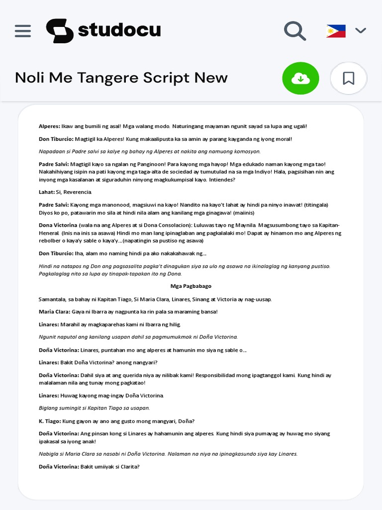 Noli Me Tangere Script New - Noli Me Tangere Kabanata 1 Isang Pagtitipon Tiya Isabel - Studocu | PDF