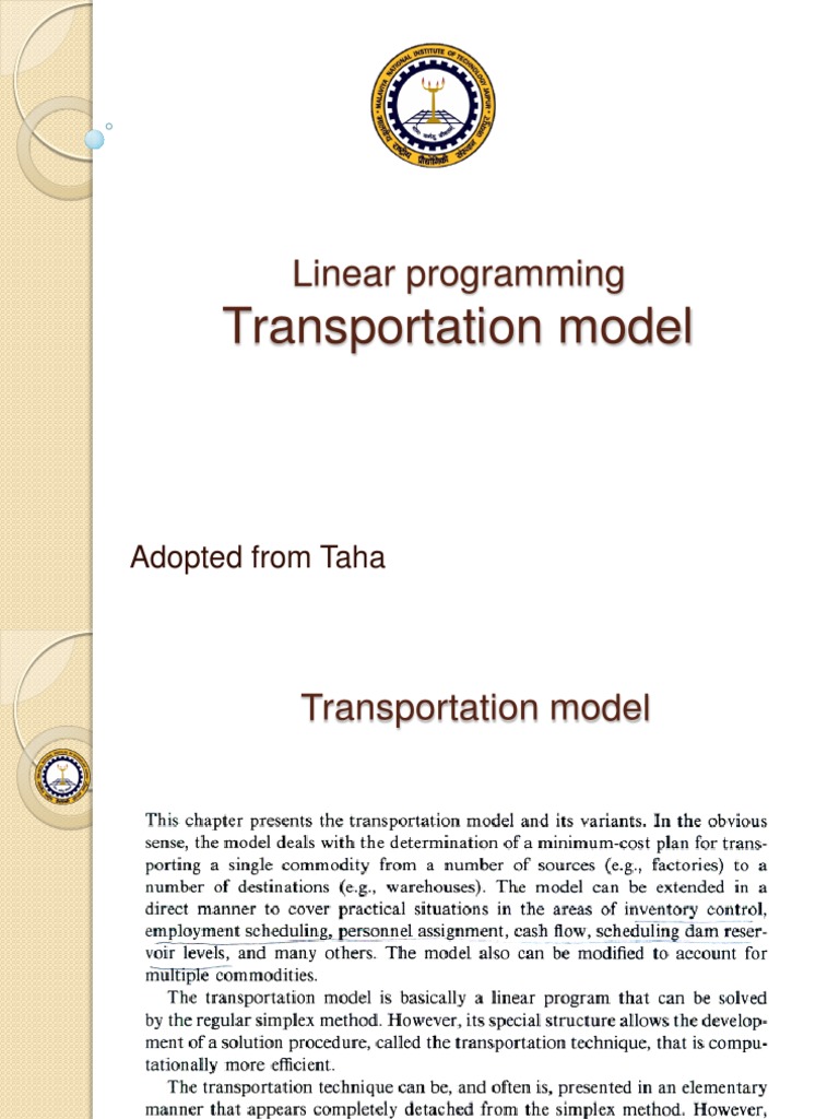 Transportation Model: Linear Programming | PDF | Computers | Technology ...