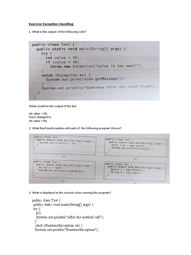 Java Exception Handling Quiz | PDF | Computers