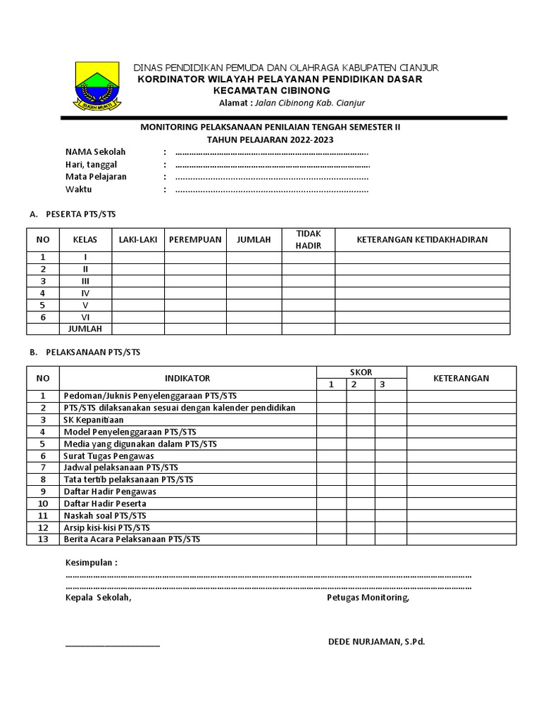 Instrumen Monitoring Pts Sts Pdf