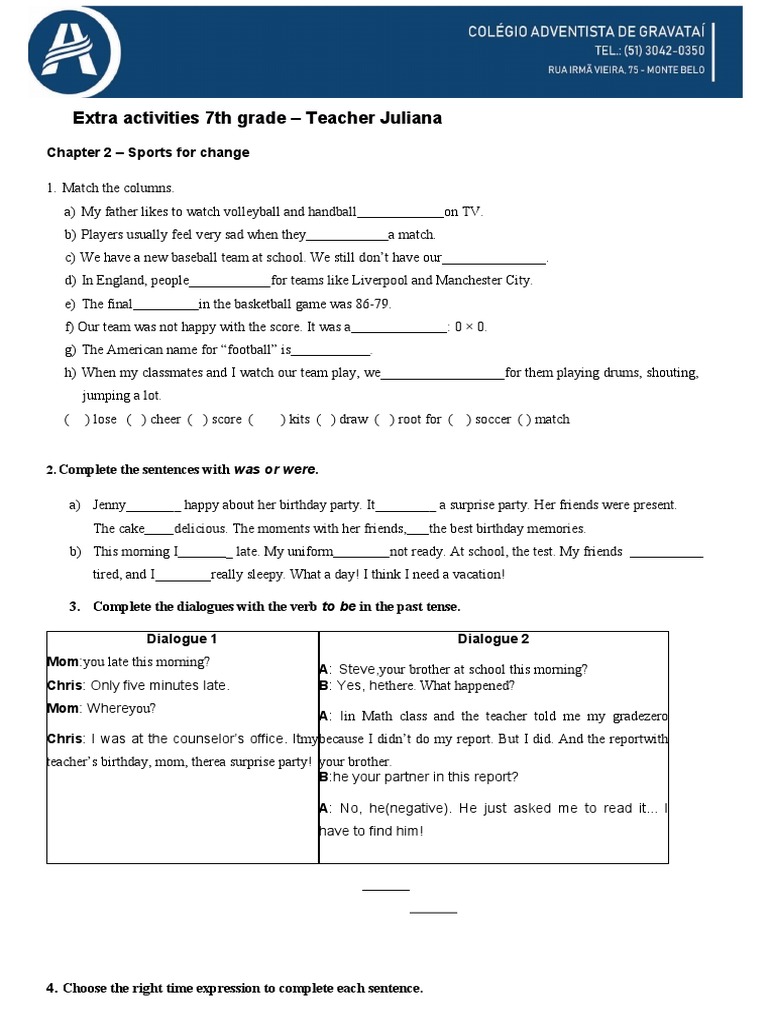 Extra Activity Chapter 2 - 7th Grade | PDF