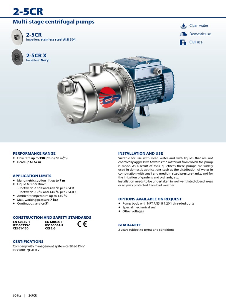 2-5CR EN 60Hz | PDF | Pump | Physical Sciences