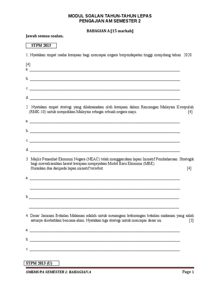 Struktur Sem 2 A - STPM 2013-2022u | PDF