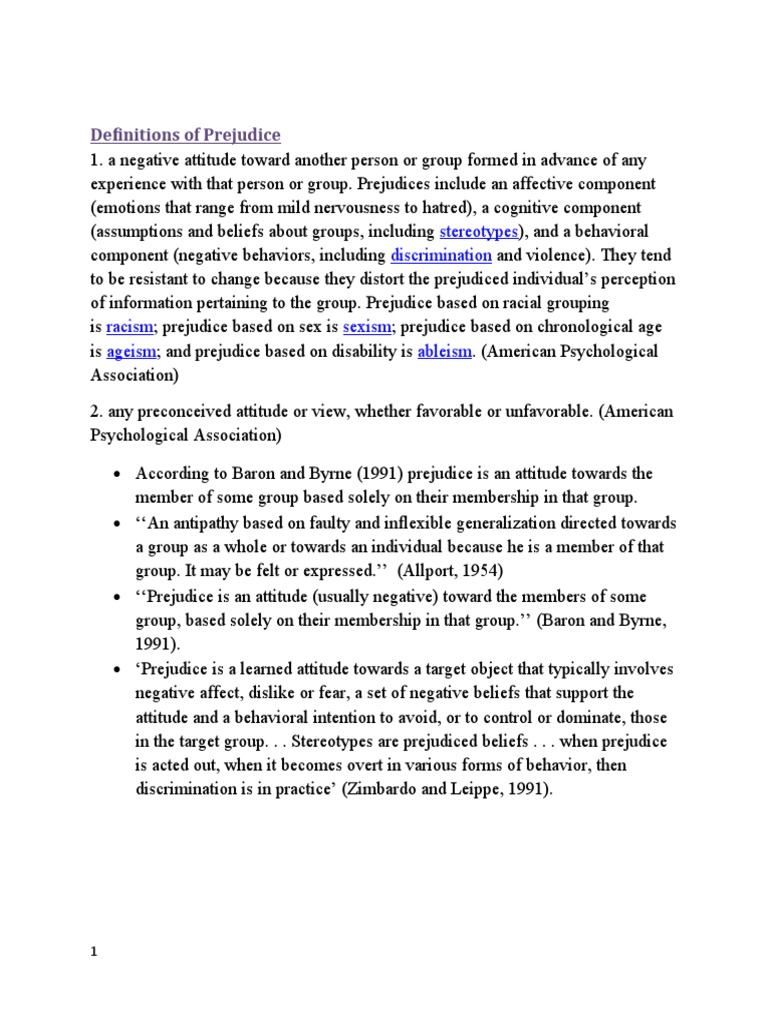 Definition, Relationship Between Prejudice, Stereotype and ...