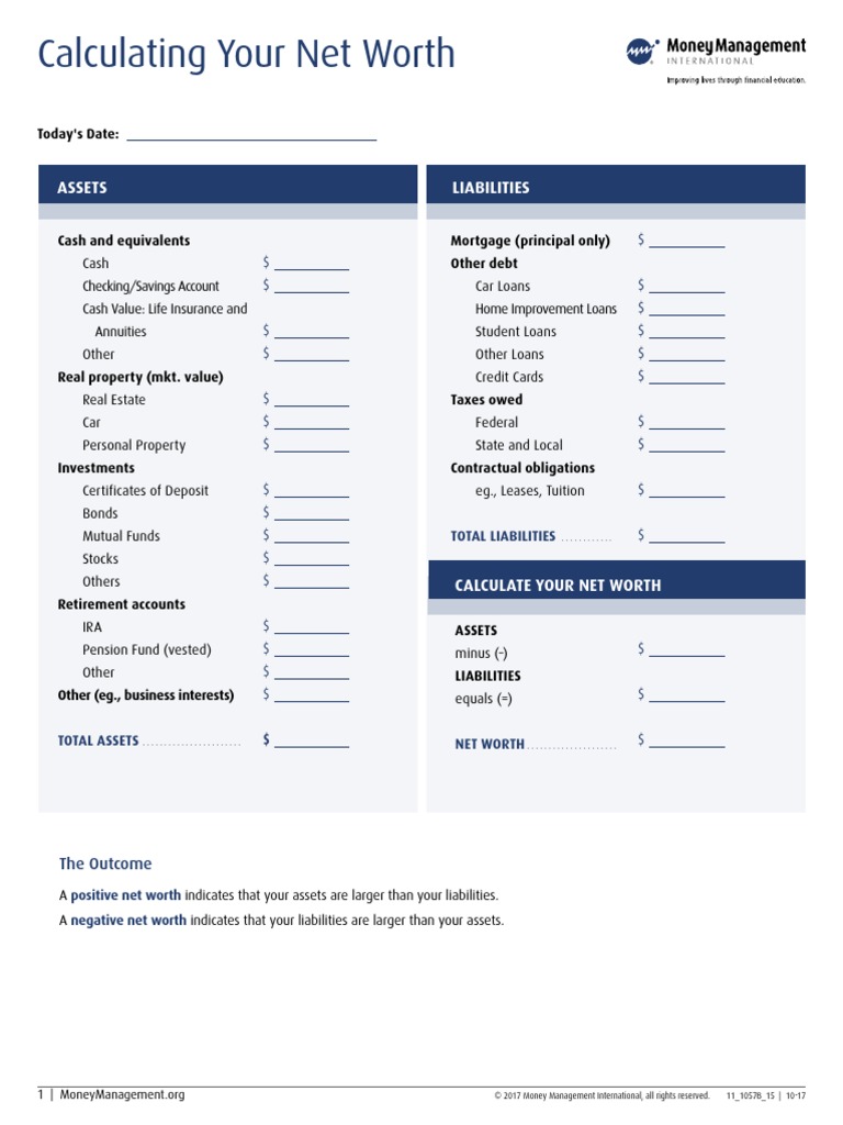 Calculating Your Net Worth: Assets Liabilities | PDF | Net Worth | Loans